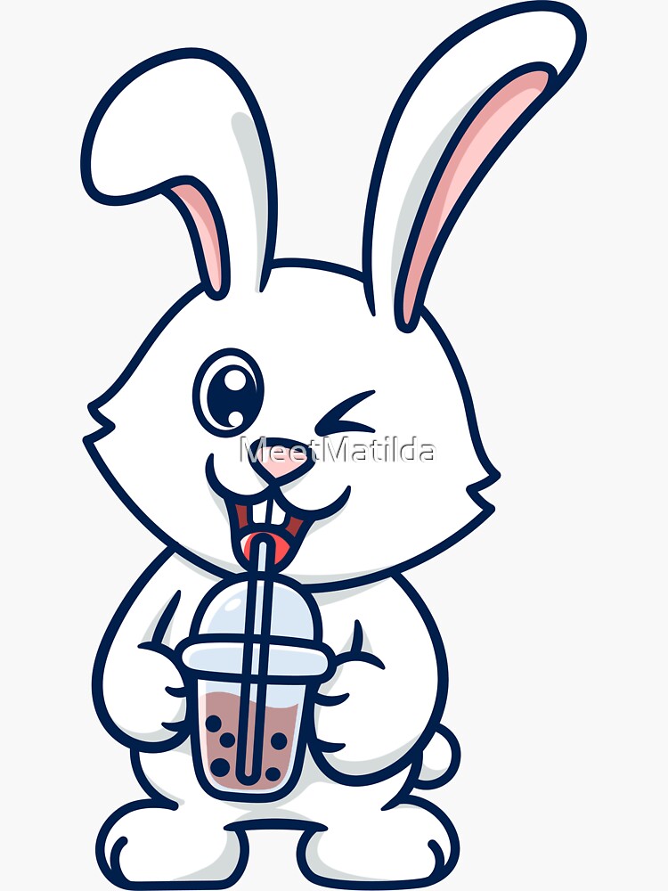 "Cute Kawaii Boba Bubble Tea Bunny" Sticker for Sale by MeetMatilda ...