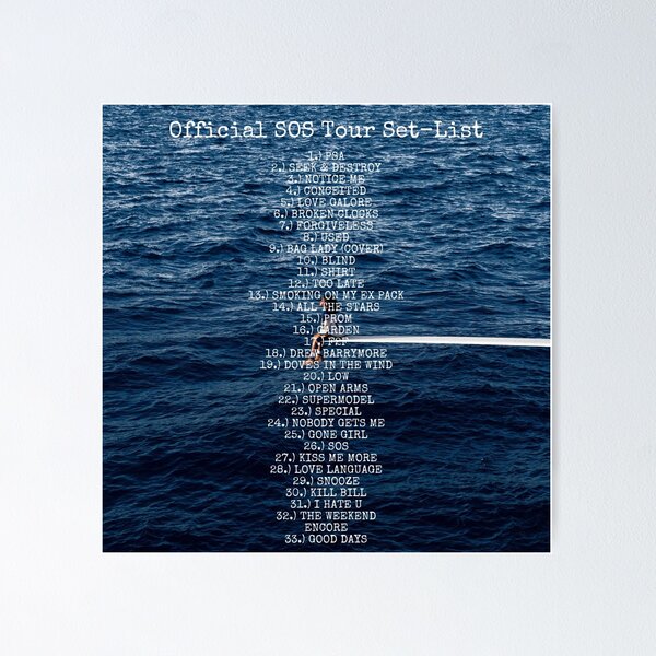 "SZA SOS TOUR 2023. SET-LIST" Poster for Sale by cahillarmando | Redbubble