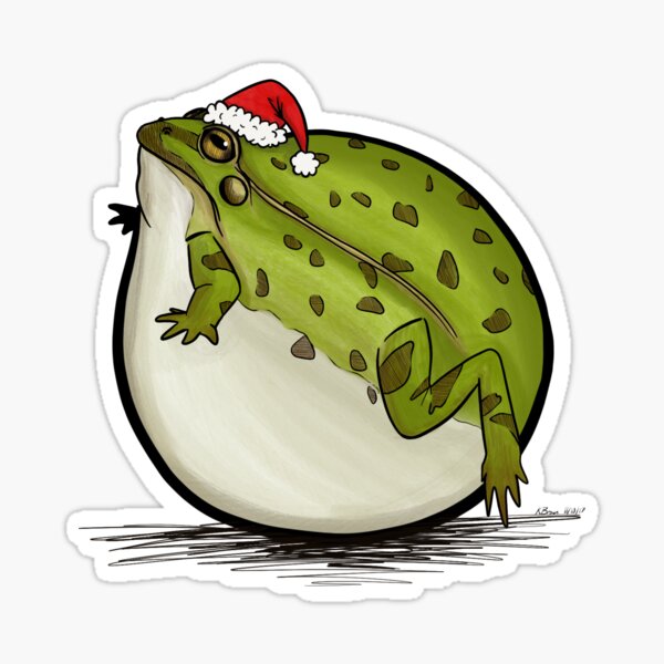 "Christmas Fat Frog" Sticker for Sale by makkelart | Redbubble