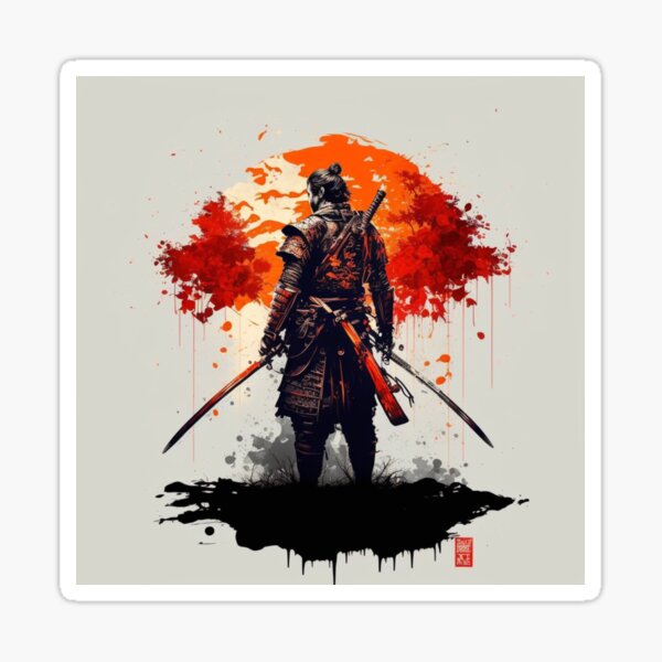 "wallpaper samurai warrior katana sword vector graphic" Sticker for ...