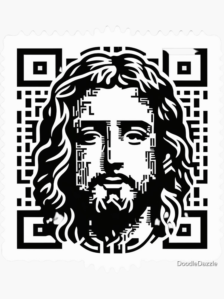 "Jesus in QR code" Sticker for Sale by DoodleDazzle | Redbubble