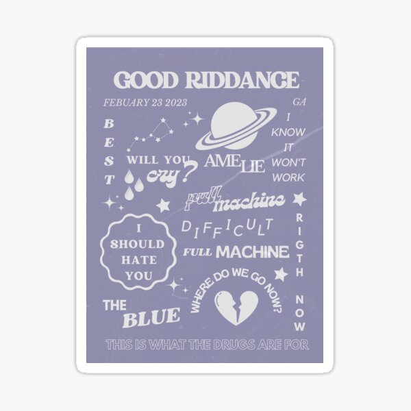 "good riddance tracklist print " Sticker for Sale by SNS-Arts | Redbubble