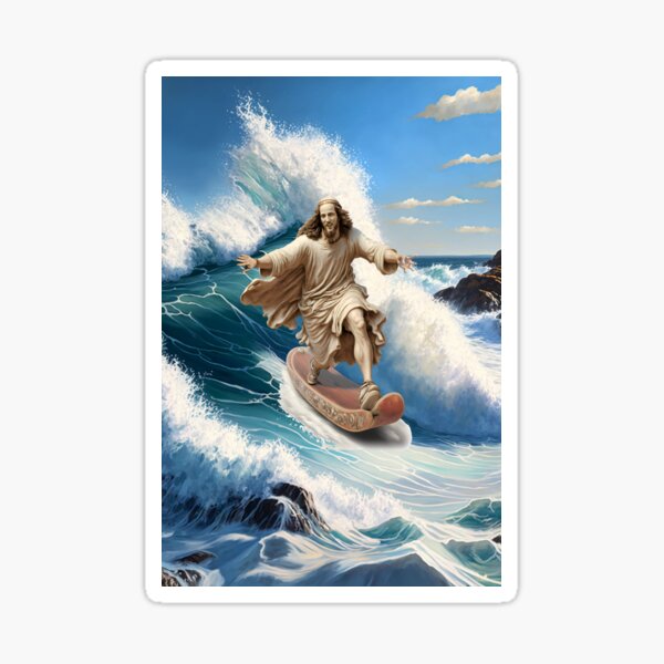 "Jesus Surfs with Me" Sticker for Sale by loganferret | Redbubble