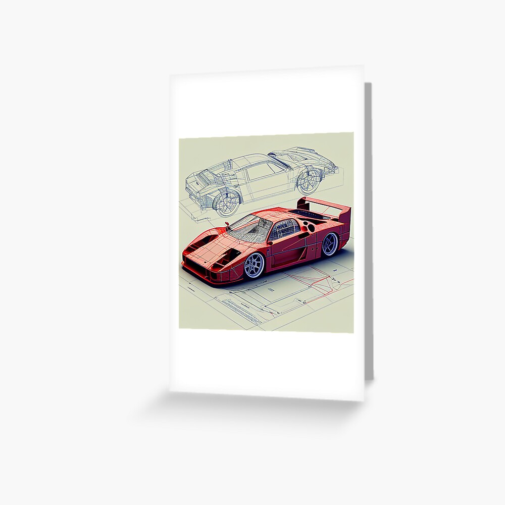 "Ferrari F40 Blueprint" Sticker for Sale by Aarav Patel | Redbubble