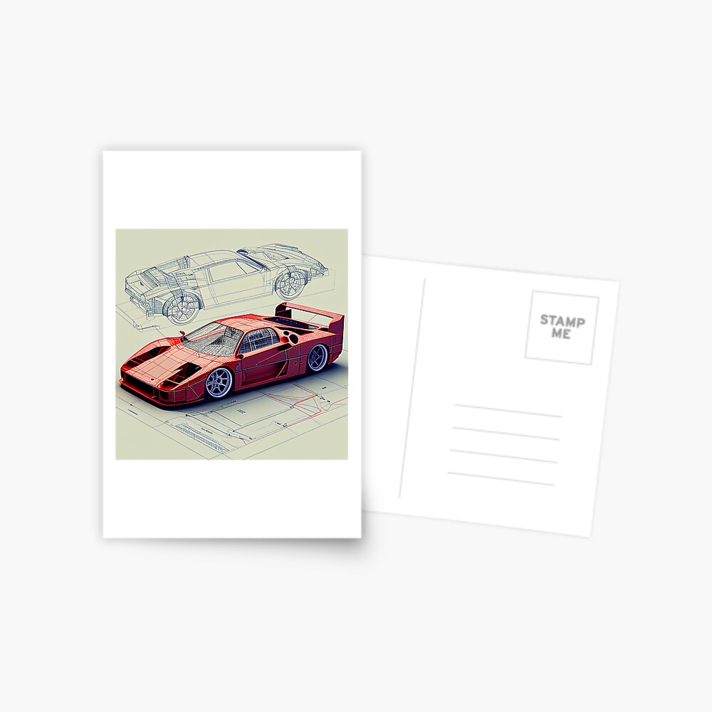 "Ferrari F40 Blueprint" Sticker for Sale by AaravPatel2210 | Redbubble