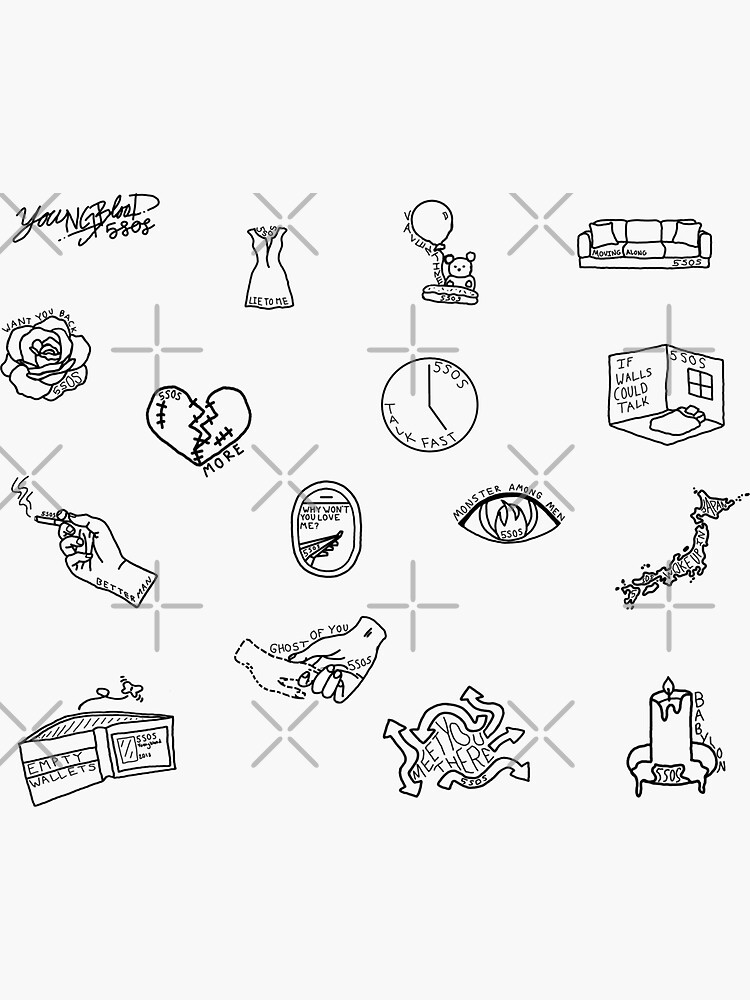 "5sos Yongblood Sticker Pack" Sticker for Sale by LaurenFrigard23 ...
