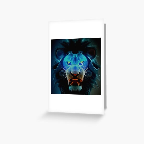 "Colorful Abstract Lion 8-bit Pixel Art" Greeting Card for Sale by ...