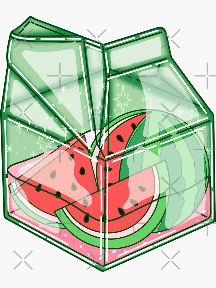 "Cute kawaii watermelon milk drink carton" Sticker for Sale by ...