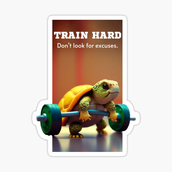 "Turtle lifting weights in the gym" Sticker by CinEmmaDesign | Redbubble