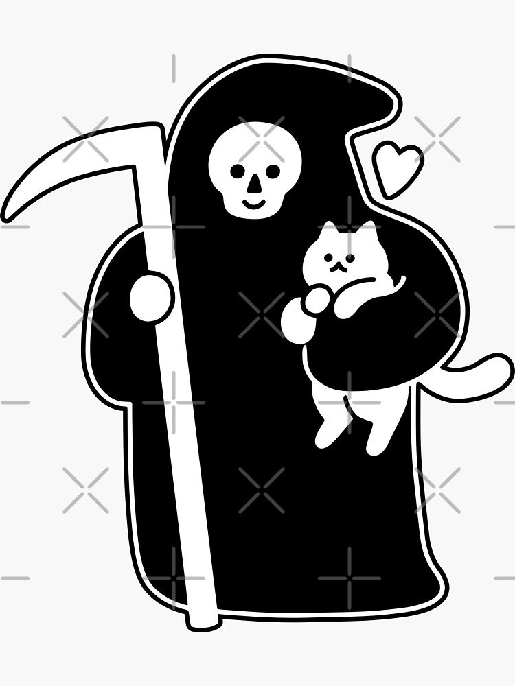 "The Grim Reaper Loves Cats" Sticker for Sale by obinsun | Redbubble
