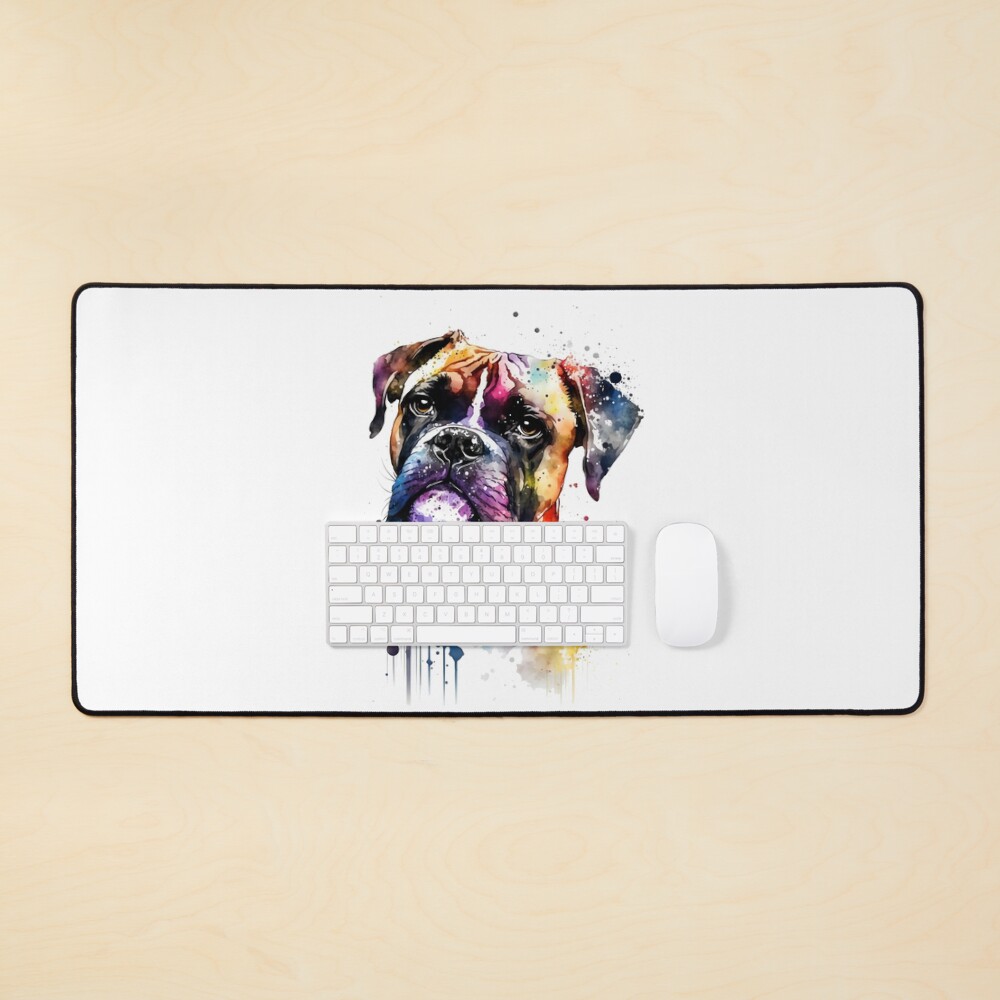 "Rainbow Boxer Dog Watercolor Portrait" Poster for Sale by ...