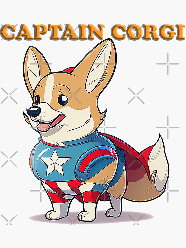 "Captain Corgi 0001" Sticker for Sale by poly2poly | Redbubble