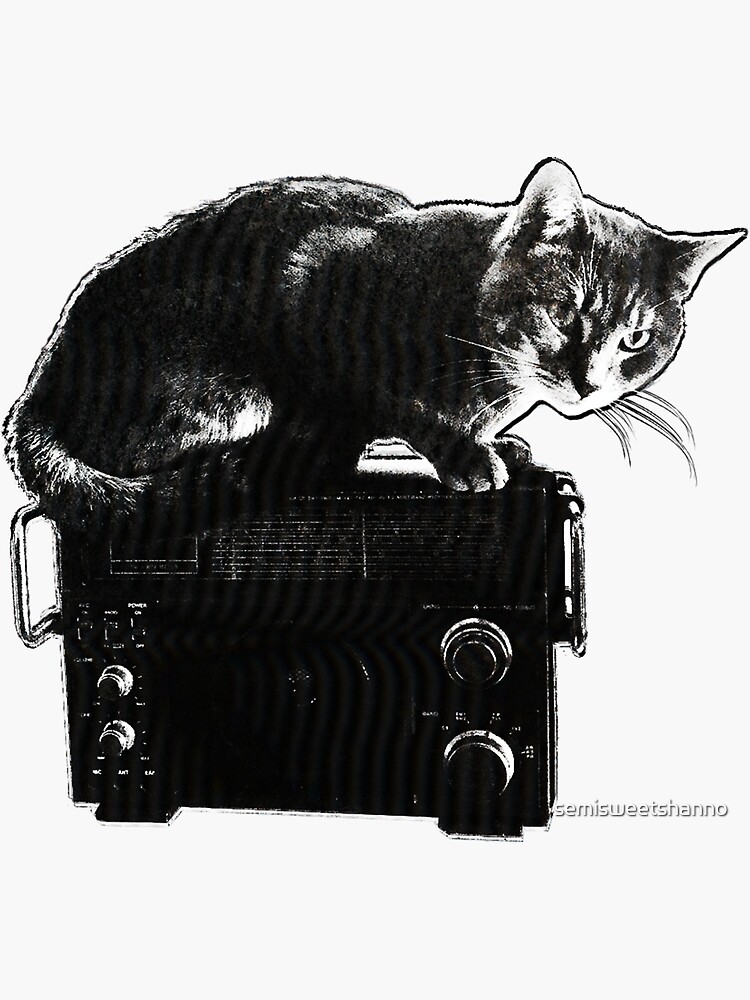 "radio cat" Sticker for Sale by semisweetshanno | Redbubble