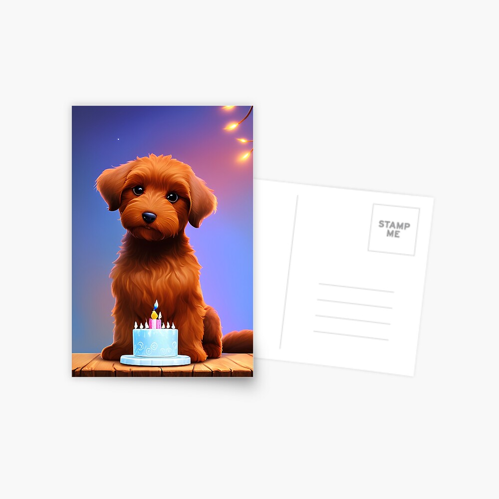 "Cute cavoodle with a birthday cake" Greeting Card for Sale by akwl ...