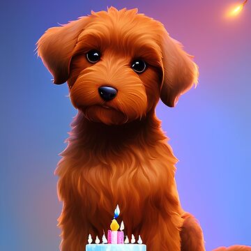 "Cute cavoodle with a birthday cake" Greeting Card for Sale by akwl ...