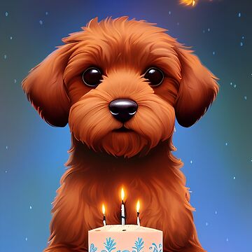 "Cute cavoodle with a birthday cake" Greeting Card for Sale by akwl ...