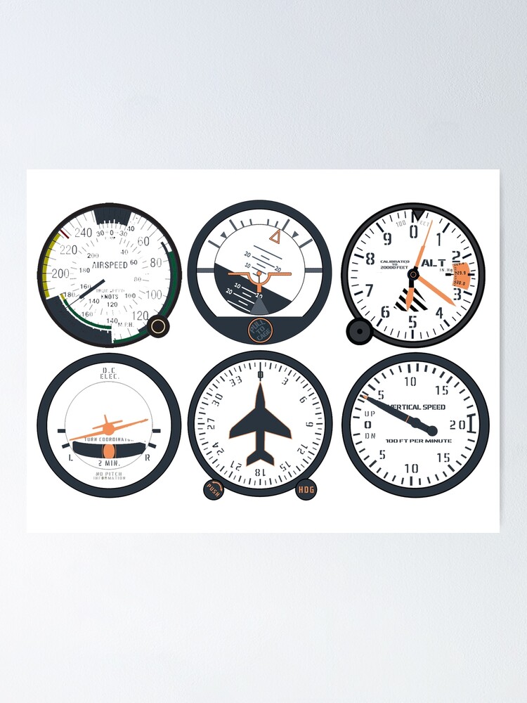 "Basic Six Flight Instruments" Poster for Sale by RealPilotDesign ...