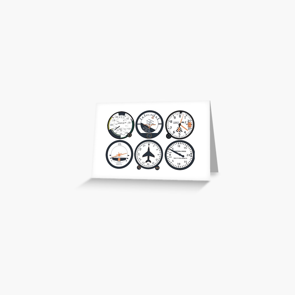 "Basic Six Flight Instruments" Greeting Card for Sale by ...