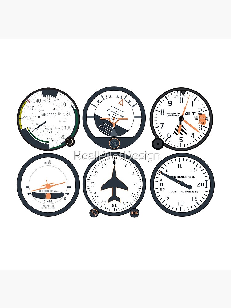 "Basic Six Flight Instruments" Clock for Sale by RealPilotDesign ...