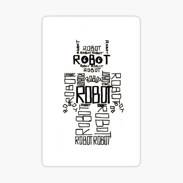 "Robot Calligram" Sticker by bluejacaranda | Redbubble