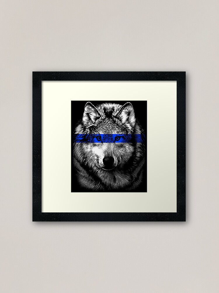 "Thin Blue Line Matter Wolf ver2" Framed Art Print for Sale by ...