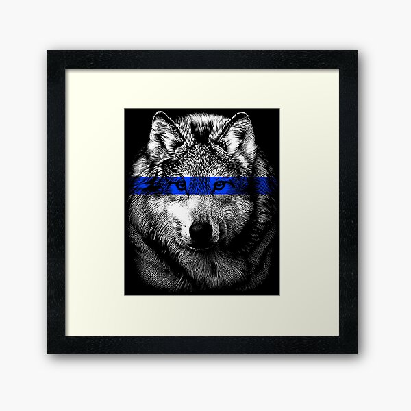 "Thin Blue Line Matter Wolf ver2" Framed Art Print for Sale by ...