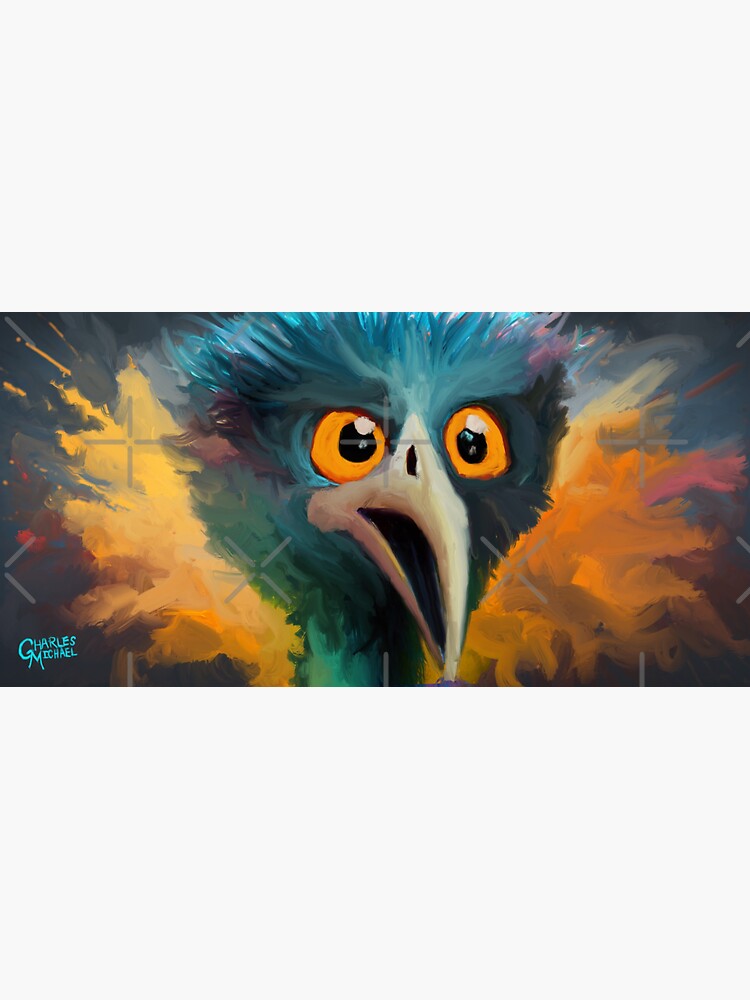 "Cute Rage Ostrich Impressionist Painting" Sticker for Sale by The-Art ...