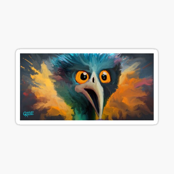 "Cute Rage Ostrich Impressionist Painting" Sticker for Sale by The-Art ...