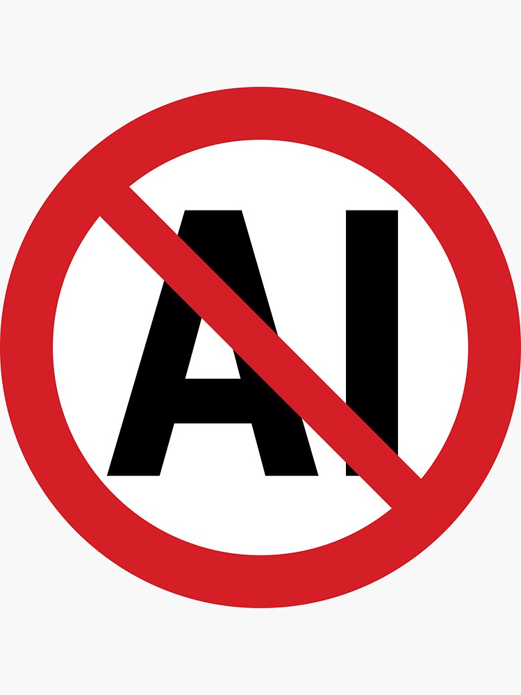 "NO AI / Anti-AI Symbol / Against Artificial Intelligence (On White)" Sticker for Sale by STUDIO ...