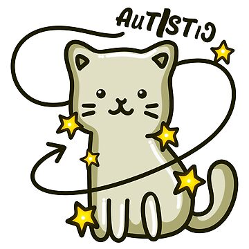 "Cute cat is autistic" Sticker for Sale by Purplecubeart | Redbubble