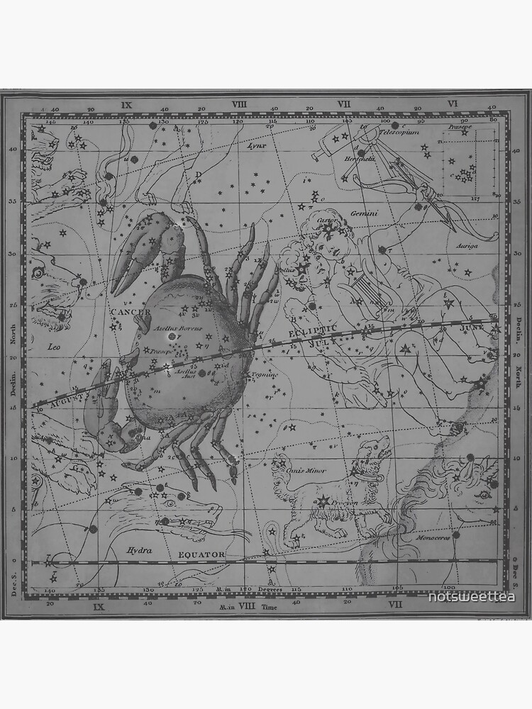 Cancer Zodiac Sign Map, Grey Premium Matte Vertical Poster sold by ...