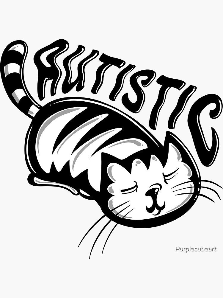 "Autistic cat" Sticker for Sale by Purplecubeart | Redbubble