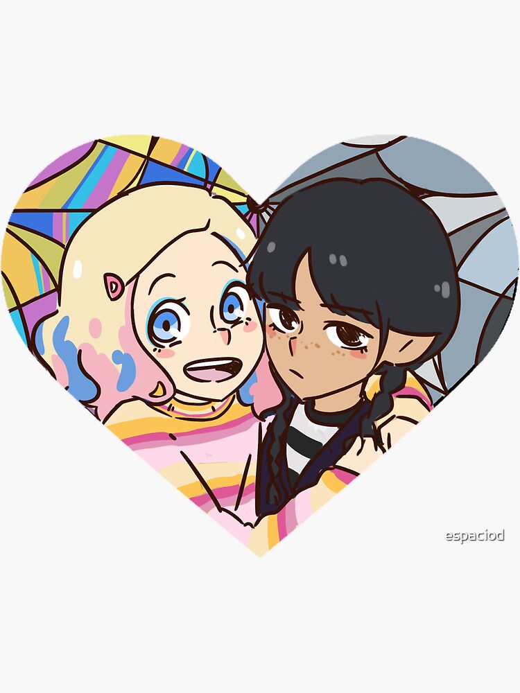 "Wednesday and Enid - Heart" Sticker by espaciod | Redbubble