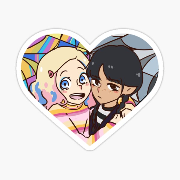 "Wednesday and Enid - Heart" Sticker by espaciod | Redbubble