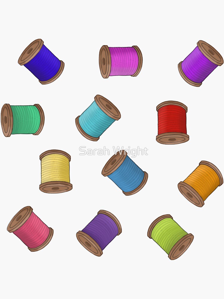 "Rainbow Sewing Thread Bobbins" Sticker for Sale by SerraJ | Redbubble
