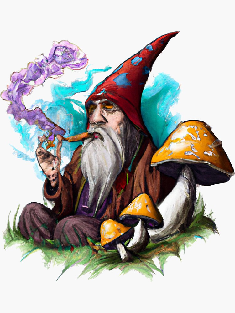"Magic Mushroom Wizard - Mycelius the Wize" Sticker for Sale by ...