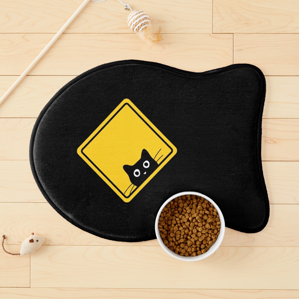 "Black funny sneaky cat warning sign. Beware of cats. United States ...