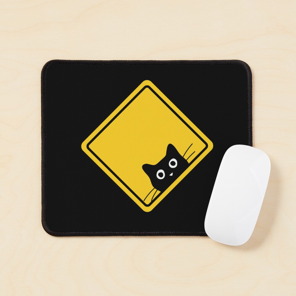 "Black funny sneaky cat warning sign. Beware of cats. United States ...