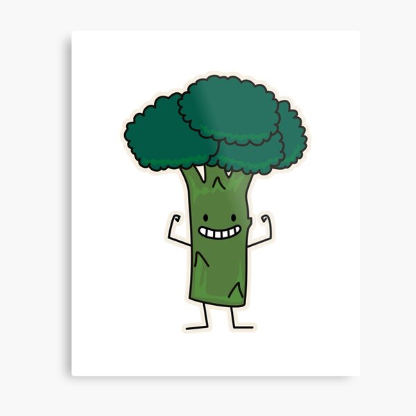 "Broccoli Flexing happy tree head green vegetable" Metal Print by ...
