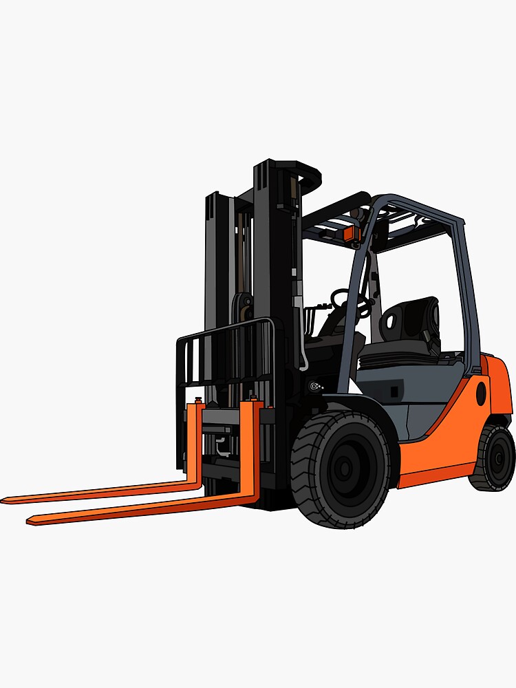 "Forklift cartoon illustration" Sticker for Sale by Misscartoon | Redbubble