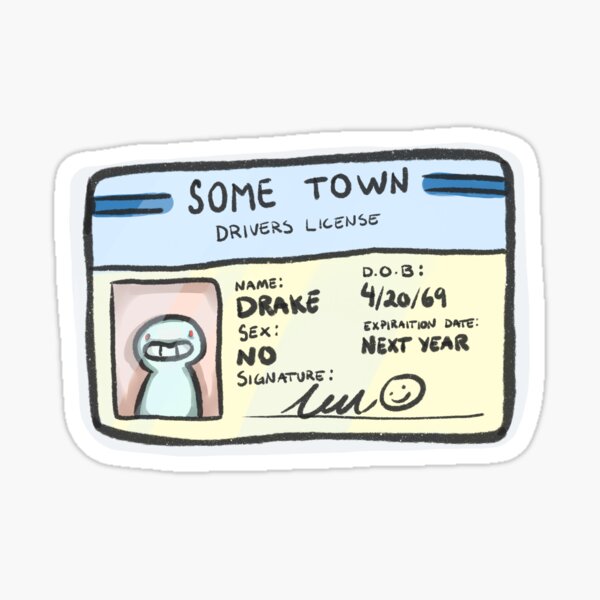 "drivers license for mr. drake " Sticker for Sale by Soupsnsoju | Redbubble