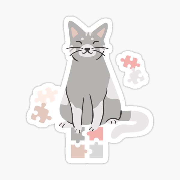 "Autistic Cat With Puzzle Icons" Sticker for Sale by Asmaadesigner ...