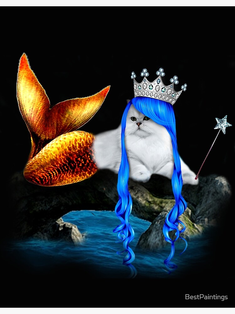 "Mermaid Cat Kitty Ariel Ocean Crazy Cats Galaxy Space" Poster for Sale ...