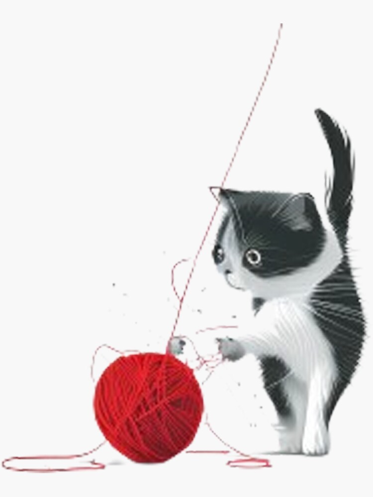 "Cat Playing With A Ball Of String" Sticker for Sale by yourFavoshop ...
