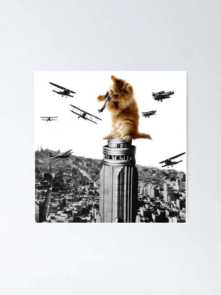 "Classic King Kong Scene Cat Kitty Attack Space Galaxy Crazy Airplane ...