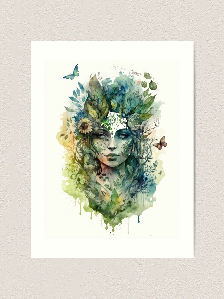 "Nature Goddess - Woodland Witchy Forest Greenwoman" Art Print for Sale ...