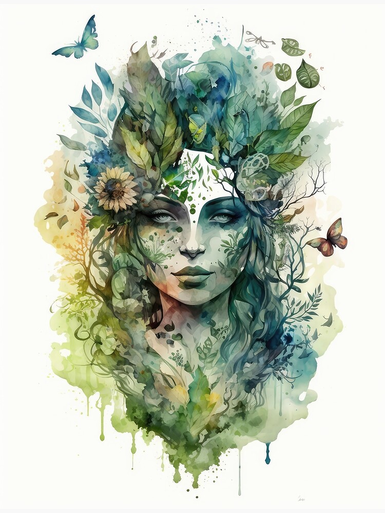 "Nature Goddess - Woodland Witchy Forest Greenwoman" Art Print for Sale ...