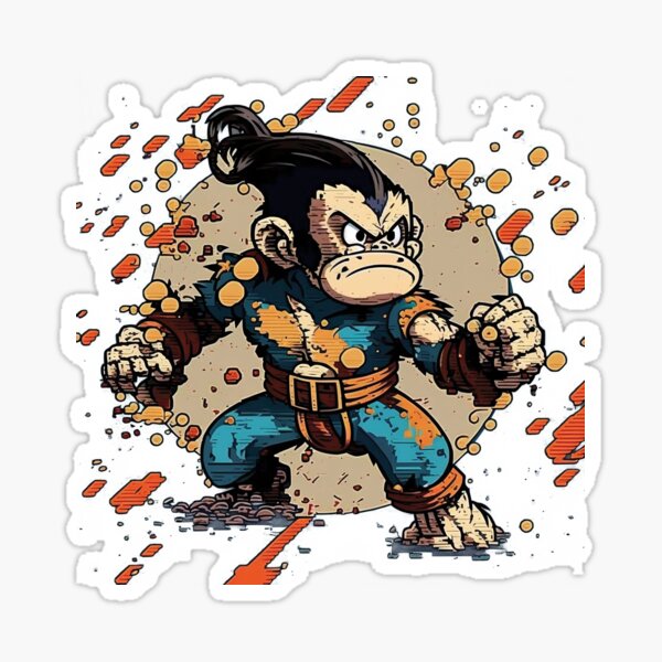 "8-bit monkey fighter" Sticker by Fivetees030 | Redbubble
