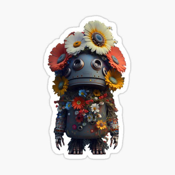 "Flower Power Hippie Robot" Sticker for Sale by meshhead | Redbubble
