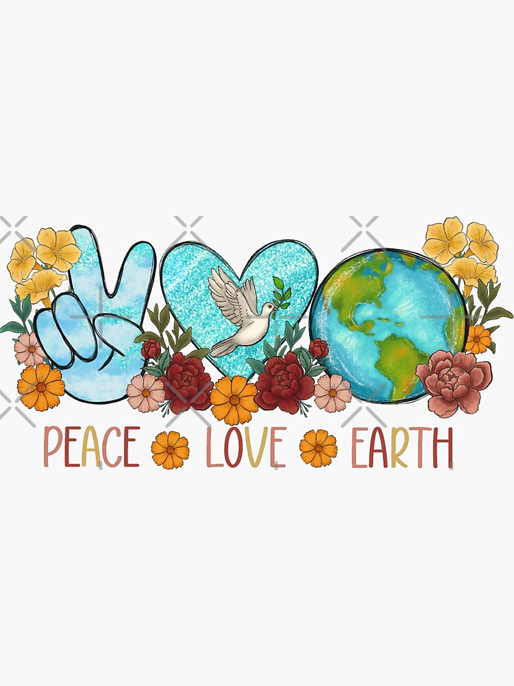 "Peace Love Earth Flowers" Sticker for Sale by HappyLifeCreate | Redbubble